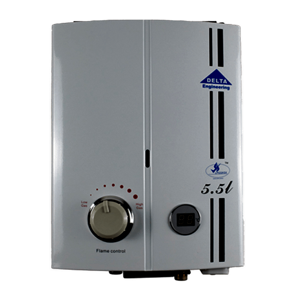 Delta 5.5L Over-Basin Gas Geyser (11kW) – Silver - Solomons Lifestyle